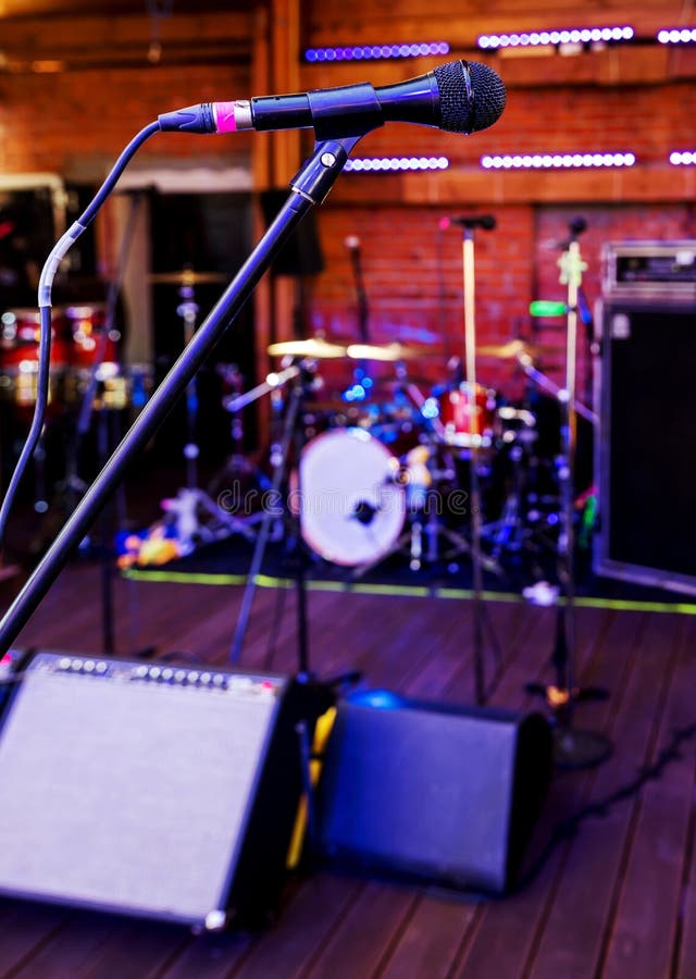 Microphone in the Concert Hall Stock Photo - Image of entertainment ...
