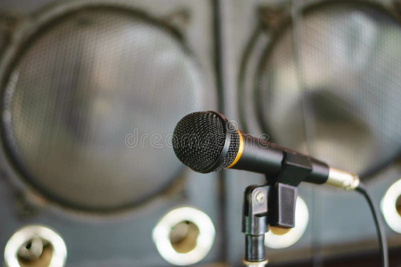 Microphone in concert hall stock image. Image of speech - 69231101