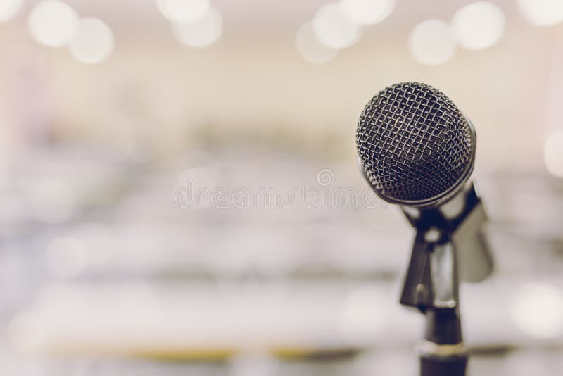Microphone in Conference Seminar Room Event Stock Photo - Image of blur ...