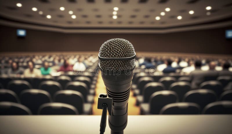 Microphone in Conference Seminar Room, Generative AI Stock Illustration ...