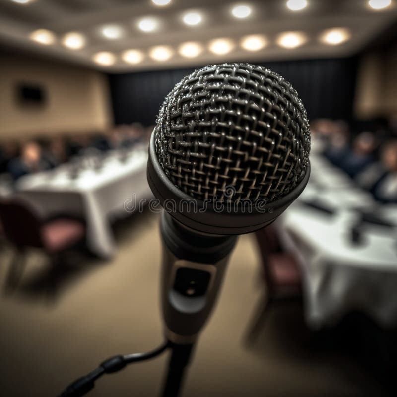 Microphone with Conference Seminar Room. Generative AI Stock ...