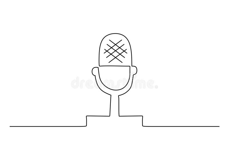 Microphone Continuous Line Drawing. Podcast and Broadcast Concept in ...