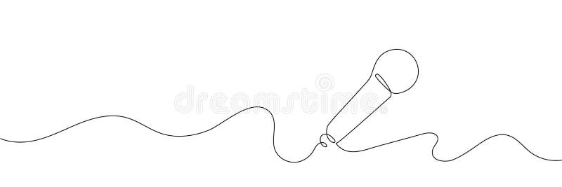 Microphone Continuous One Line Drawing Isolated on White Background ...