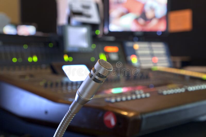 Microphone on the Control Panel Stock Image - Image of editing, button ...
