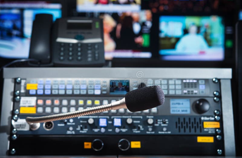 Microphone on the Control Panel in the Media Studio Stock Photo - Image ...