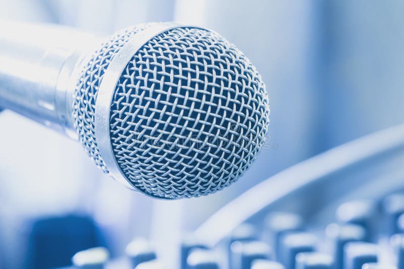 The Microphone in the Control Room Sound System Stock Image - Image of ...