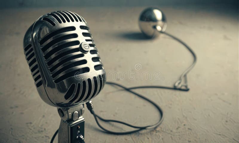 Microphone with Cord Attached To it Stock Illustration - Illustration ...