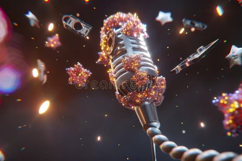 Microphone with Cosmic Dust and Interstellar Objects Stock Illustration ...