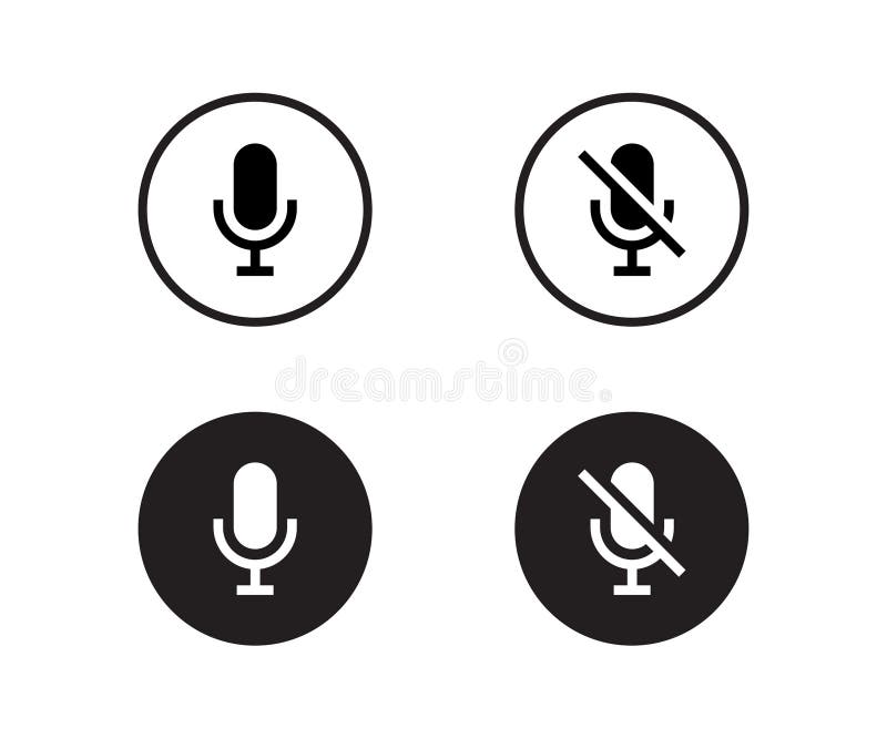 Microphone on and Crossed Out Icon. Record Microphone Vector Icon Set ...