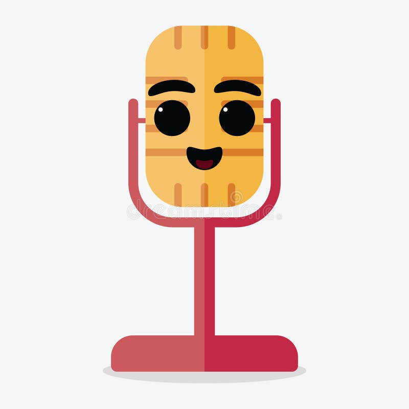 Microphone Cute Character Vector Illustration Isolated Perfect for ...
