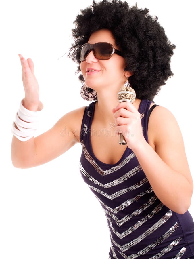 Microphone De Fixation De Chanteur D'Afro Image stock - Image du bruit ...