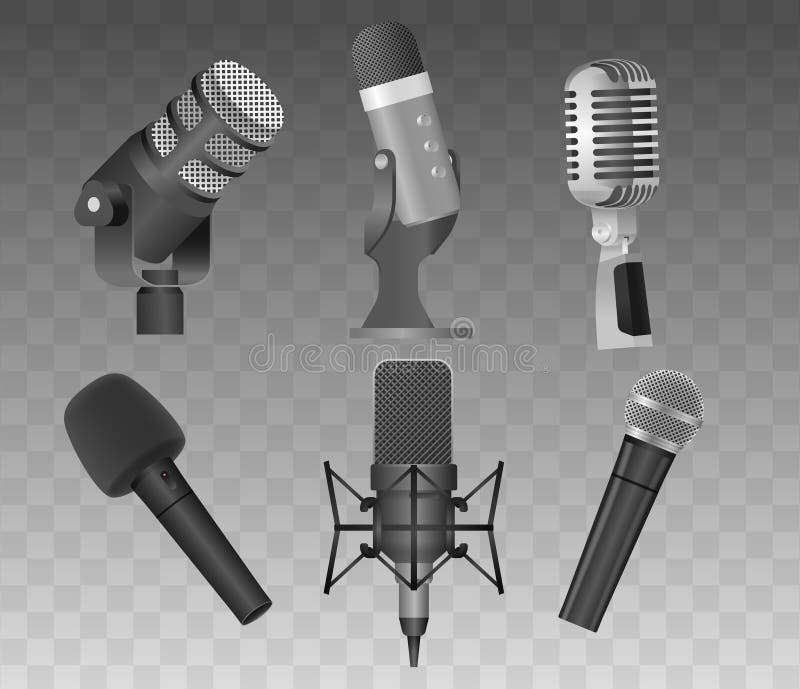 Microphone Designs Showcasing Different Styles and Uses. Realistic 3d ...
