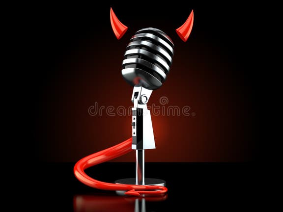 Microphone with Devil Horns and Tail Stock Illustration - Illustration ...