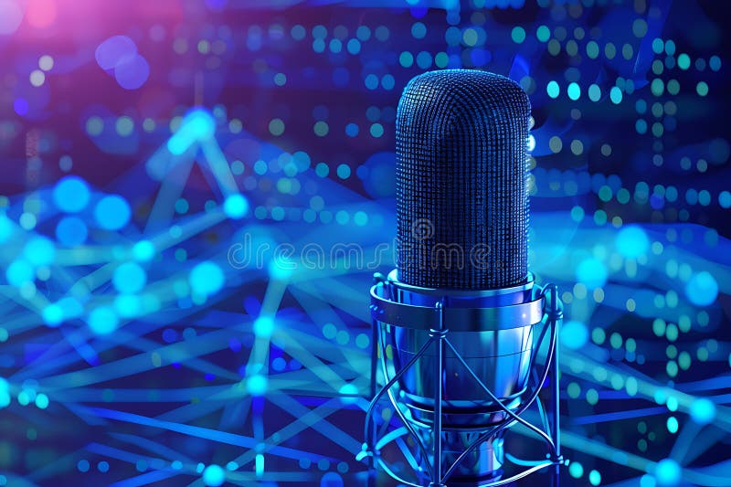 Microphone on Digital Background Stock Photo - Image of recording ...