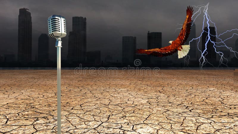 Microphone in Dystopic World Stock Illustration - Illustration of club ...