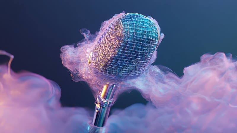A Microphone Emits Smoke, Creating a Dramatic and Mysterious Atmosphere ...