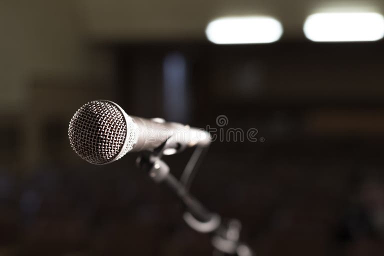 Microphone on an Empty Stage before the Concert Stock Image - Image of ...