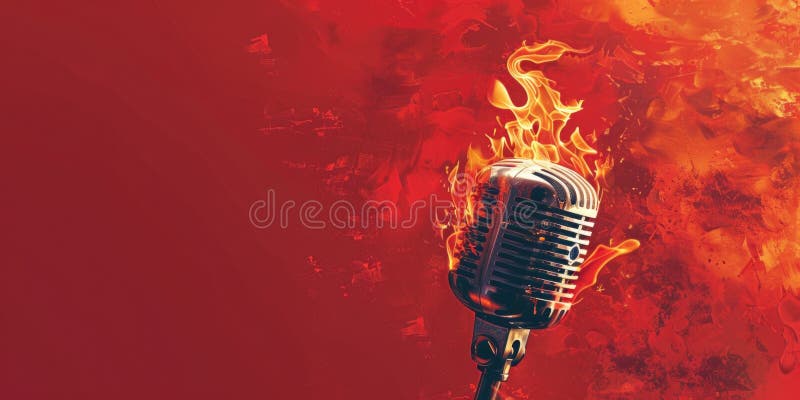 A Microphone Engulfed in Flames, Suitable for Music or Entertainment ...