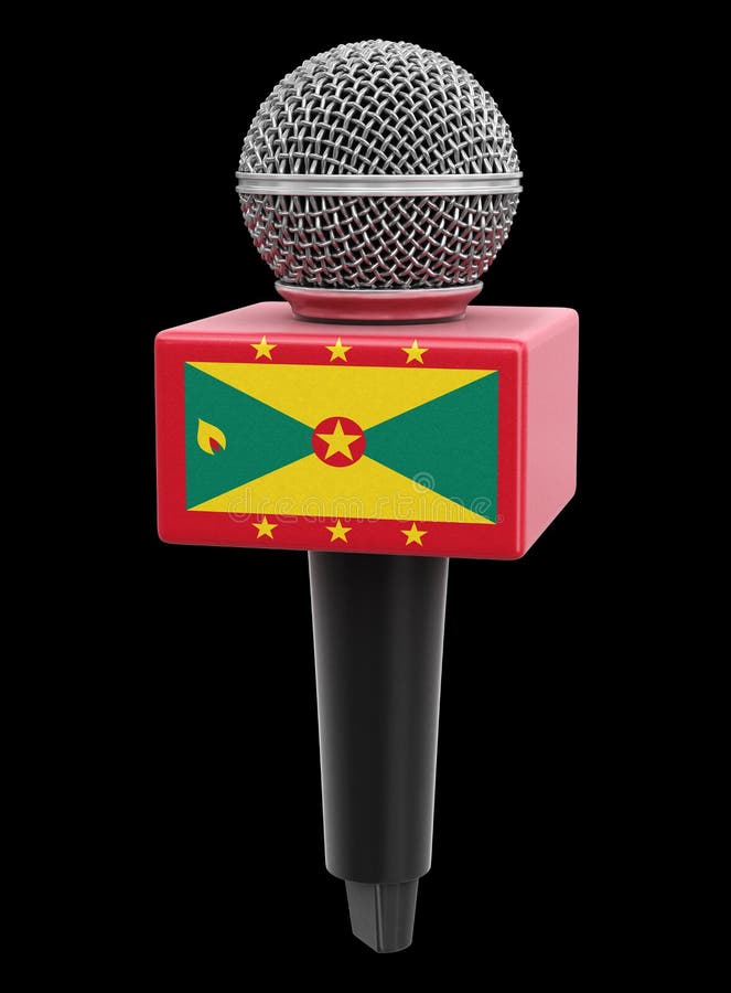 Microphone Et Drapeau De Grenade. Image Avec Le Chemin De Coupe Photo ...