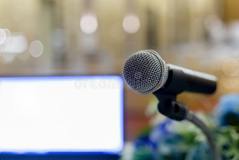 Microphone in Event Meeting Conference. Presentation Public, Studio ...