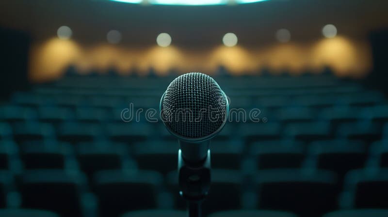 Microphone Facing Audience in a Lecture Hall Stock Illustration ...
