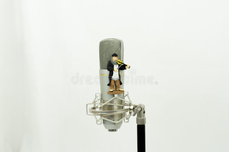 Microphone with Figure Violinist Stock Image - Image of voice, speech ...