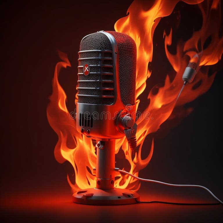 Microphone on fire stock image. Image of screenshot - 288499287