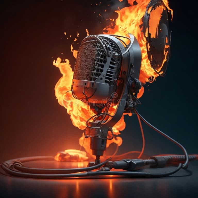 Microphone on fire stock photo. Image of microphone - 288499312