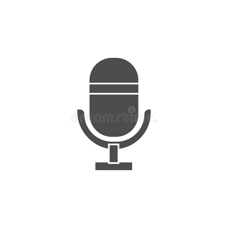 Microphone Flat Black Solid Icon for Podcast, Radio or Sound Record ...
