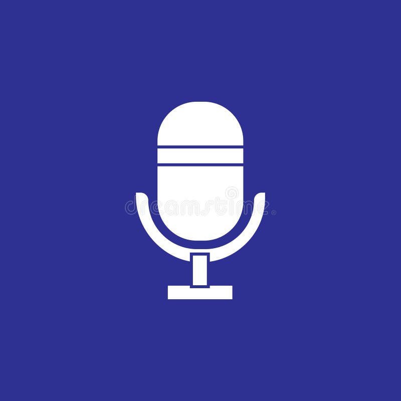 Microphone Flat Solid Icon for Podcast, Radio or Sound Record Sign ...