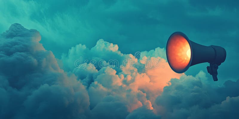 A Microphone is Flying through the Sky Above a Cloudy Blue Sky Stock ...