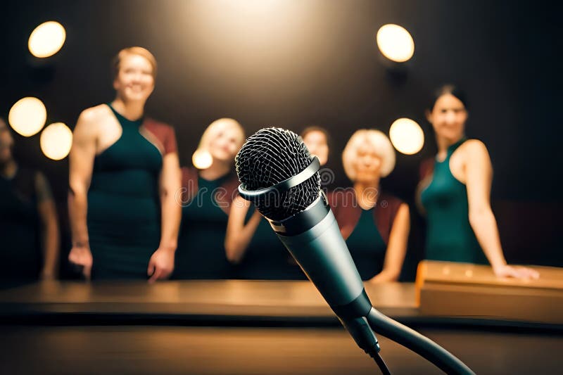 A Microphone in Front of an Audience. Comedy Music and Theater Live ...