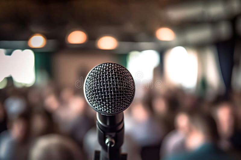 A Microphone in Front of a Conference Seminar Audience. Created with ...