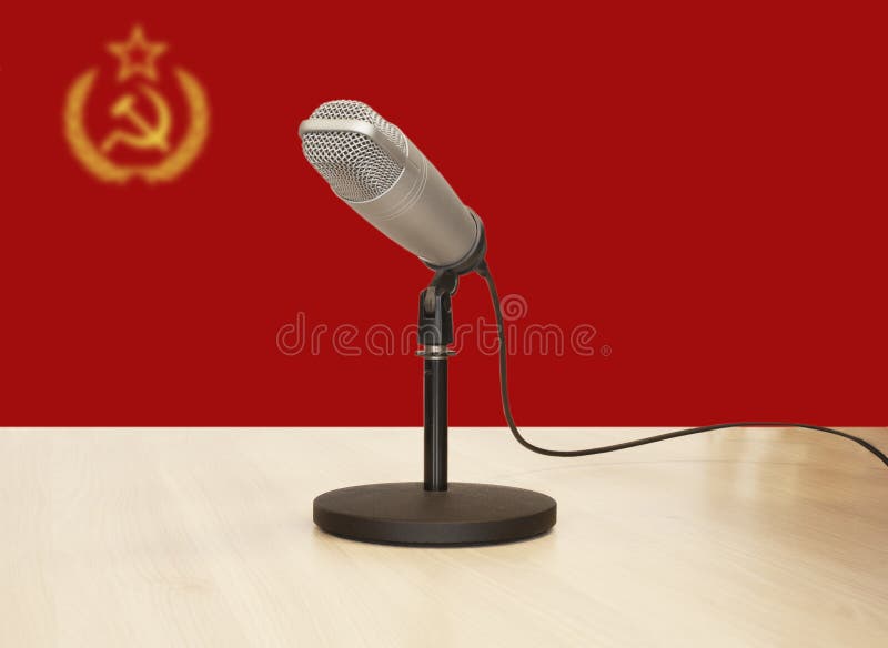 Microphone in Front of the Former Russian Flag Stock Photo - Image of ...
