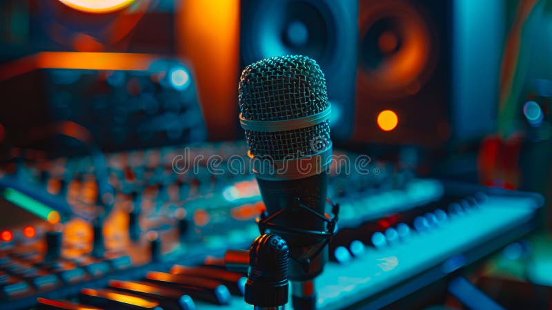A Microphone in Front of a Music Studio Stock Photo - Image of ...