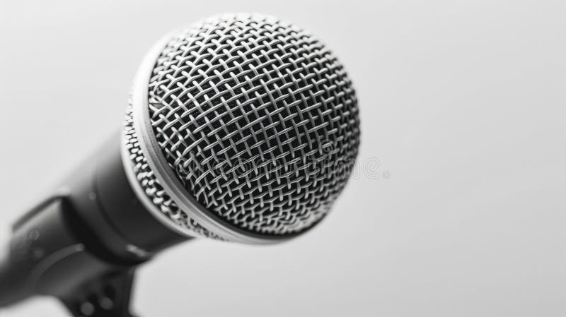 A Microphone with a Fuzzy White Background Stock Photo - Image of rock ...