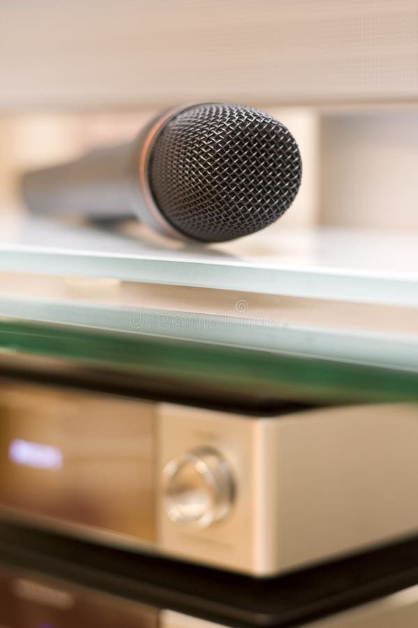 Microphone on Glass Shelf stock image. Image of silver - 13422001