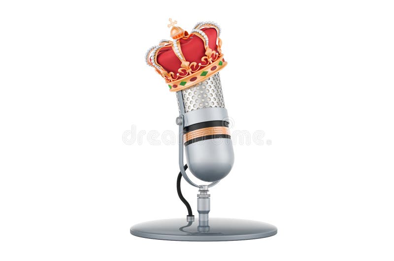 Microphone with Golden Crown, 3D Rendering Stock Illustration ...