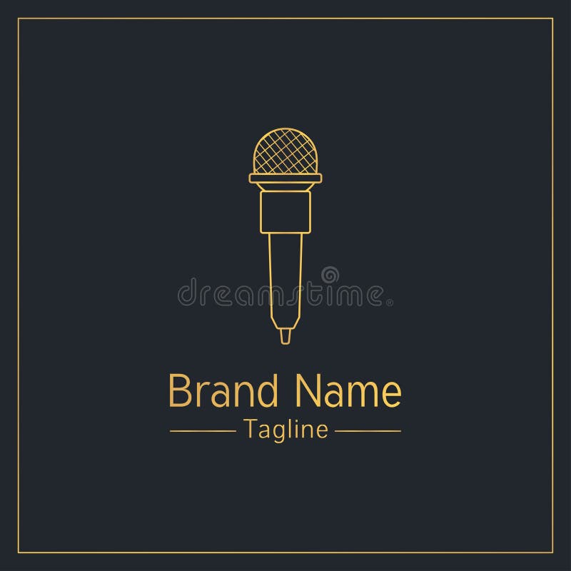 Microphone Golden Outline Logo Stock Illustration - Illustration of ...