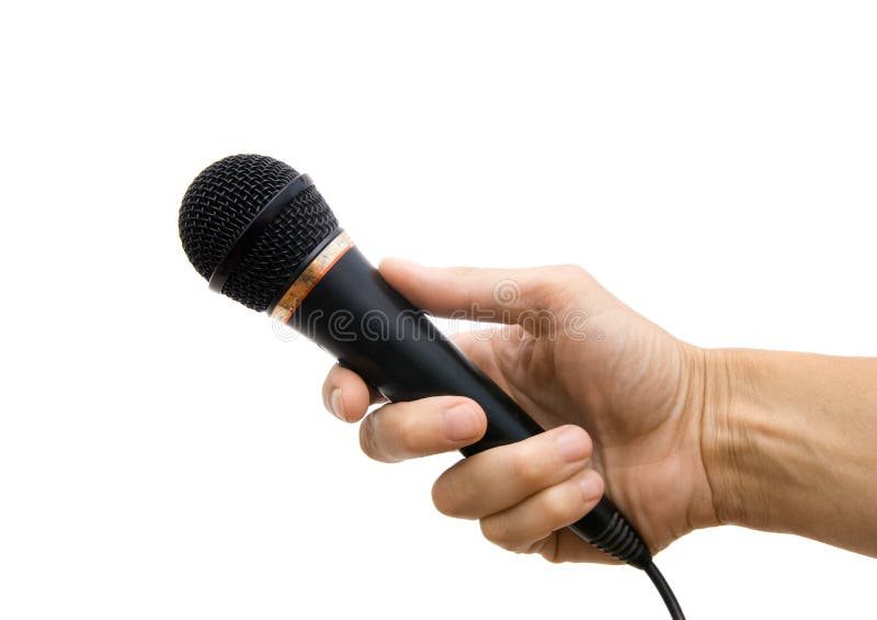 Womans Hand Holding Microphone Stock Photo - Image of compere ...