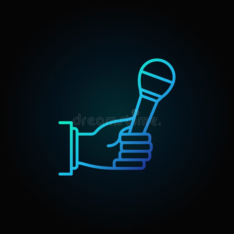 Microphone in Hand Vector Linear Icon. Hand with Mic Symbol Stock ...