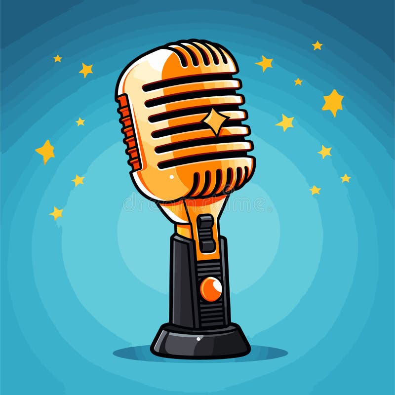 Microphone Hand-drawn Comic Illustration. Microphone. Vector Doodle ...