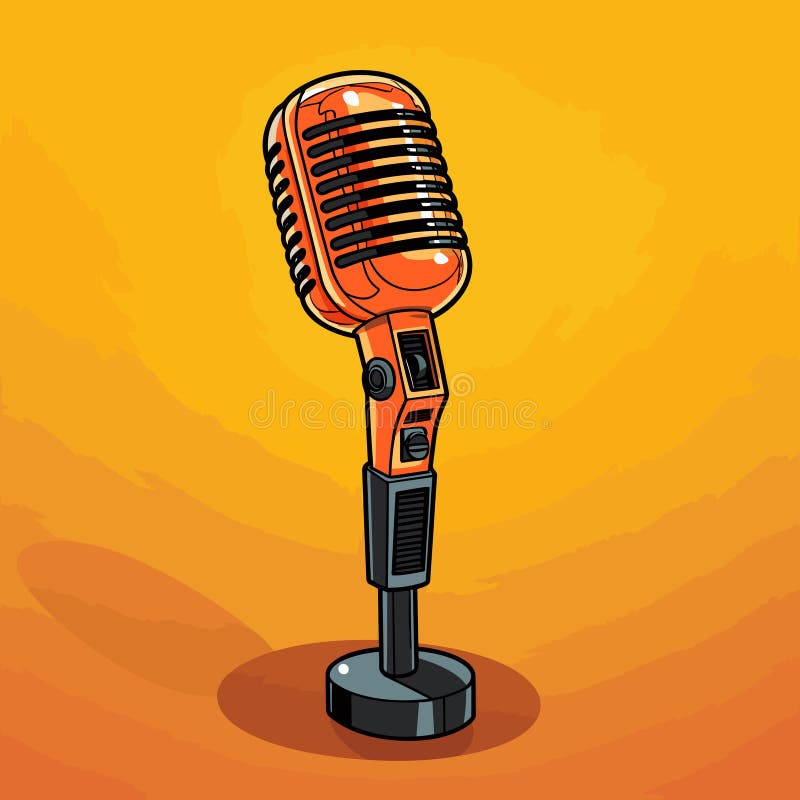 Microphone Hand-drawn Comic Illustration. Microphone. Vector Doodle ...