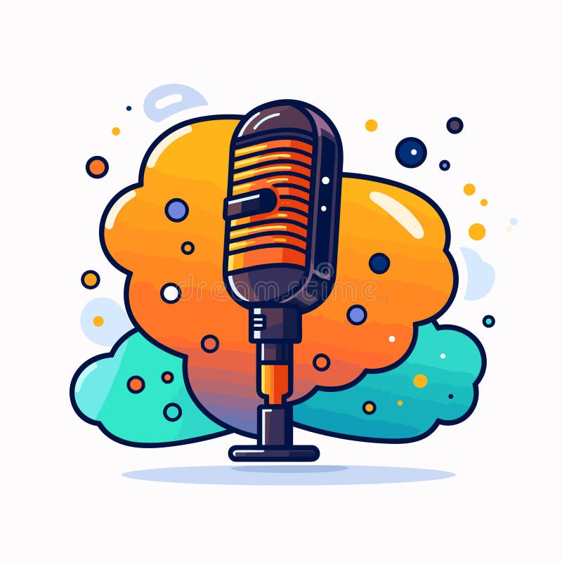 Microphone Hand-drawn Comic Illustration. Microphone. Vector Doodle ...