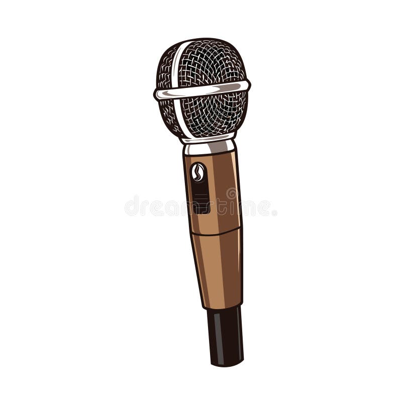 Microphone Hand-drawn Comic Illustration. Microphone. Vector Doodle ...