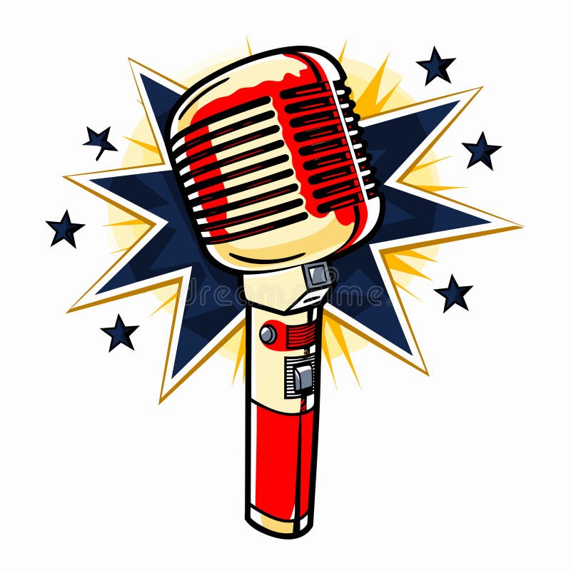 Microphone Hand-drawn Comic Illustration. Microphone. Vector Doodle ...