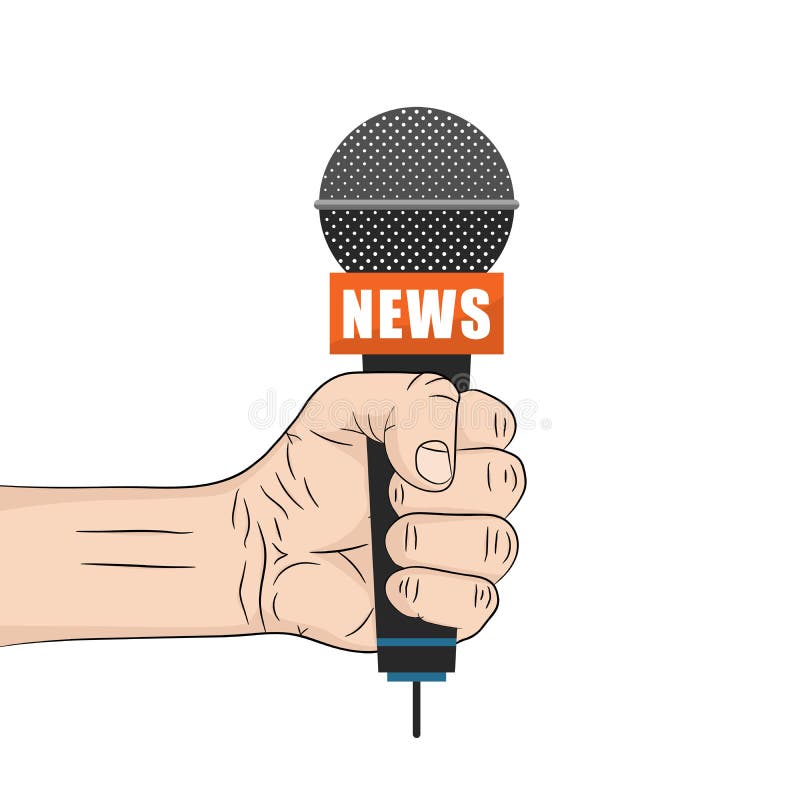 Microphone in the Hand of a Man. News Concept Stock Vector ...