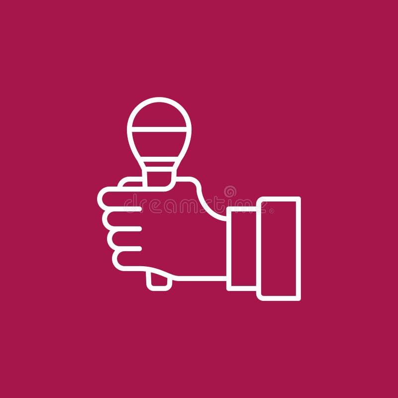 Microphone in Hand Outline Vector Icon on Red Background Stock Vector ...