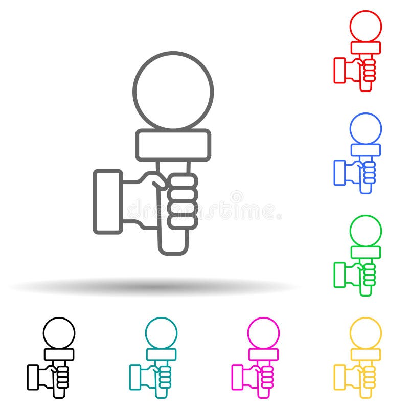 Microphone in Hands Multi Color Style Icon. Simple Thin Line, Outline ...
