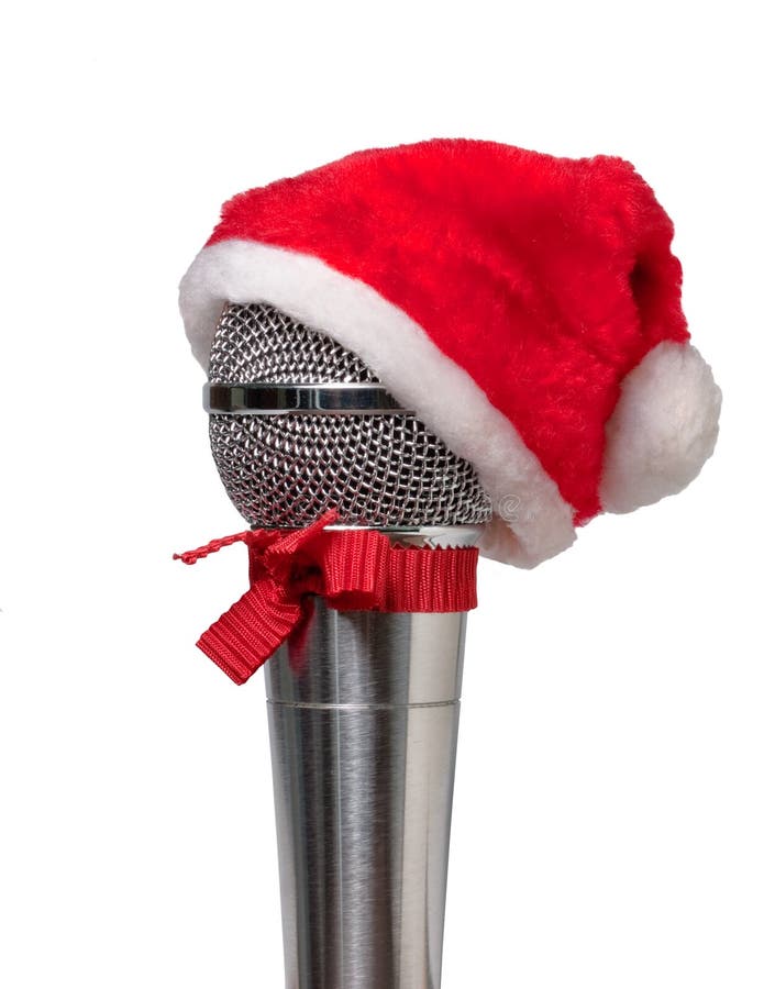 Microphone Black In Santa Claus Hat Stock Photo - Image of happy ...